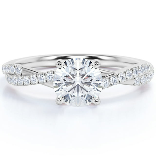 JeenMata 2 Carat infinity Round cut Moissanite Engagement Ring in 18K ...
