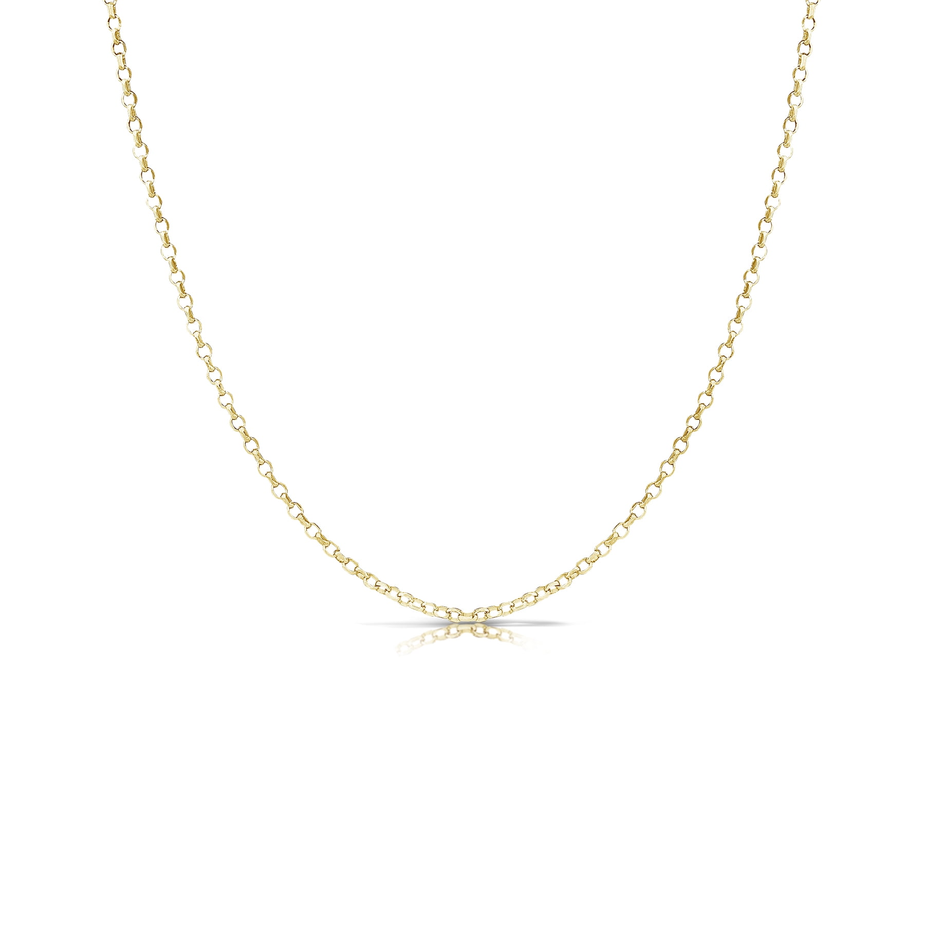 JeenMata 20 Inches 1.6 mm Round Rolo Chain Necklace in Yellow Gold ...