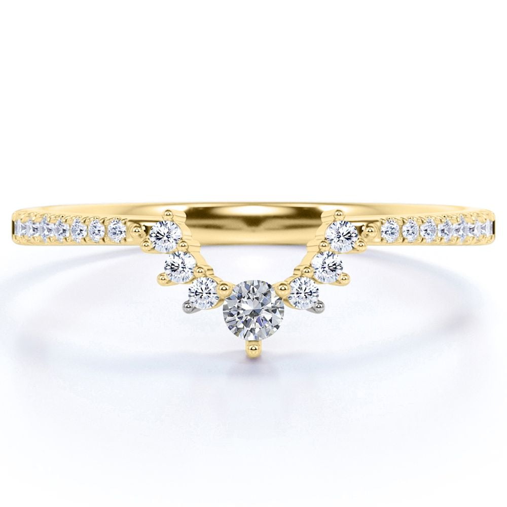 JeenMata .25 ct Diamond Crown Matching Ring Band - Contour Stackable ...