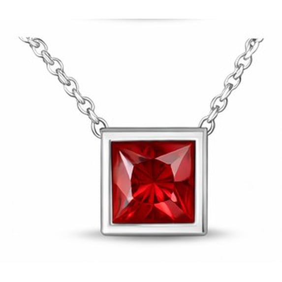 JeenMata 3.3 Carat July - Ruby Birthstone Princess Cut Bezel Set ...