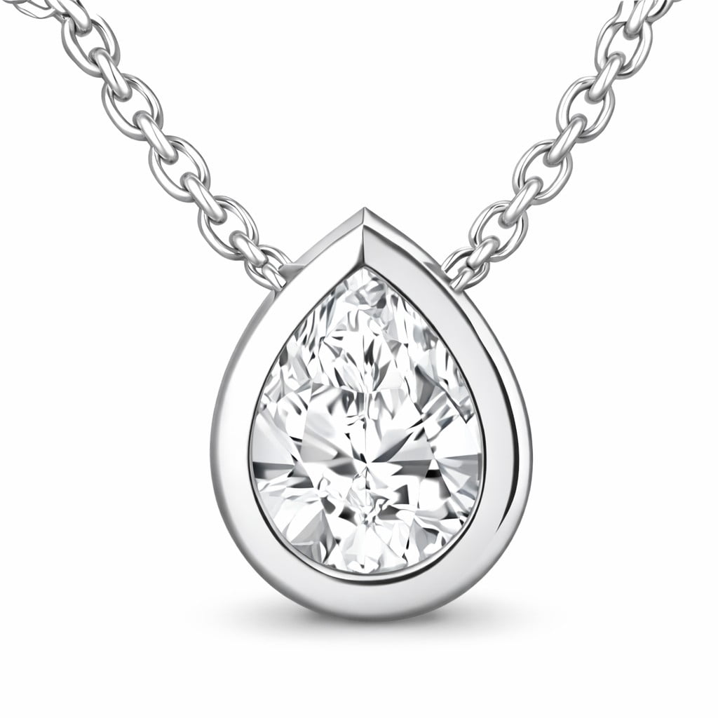 JeenMata 3 Carat April - Cubic Zirconia Birthstone Pear Cut Bezel Set ...