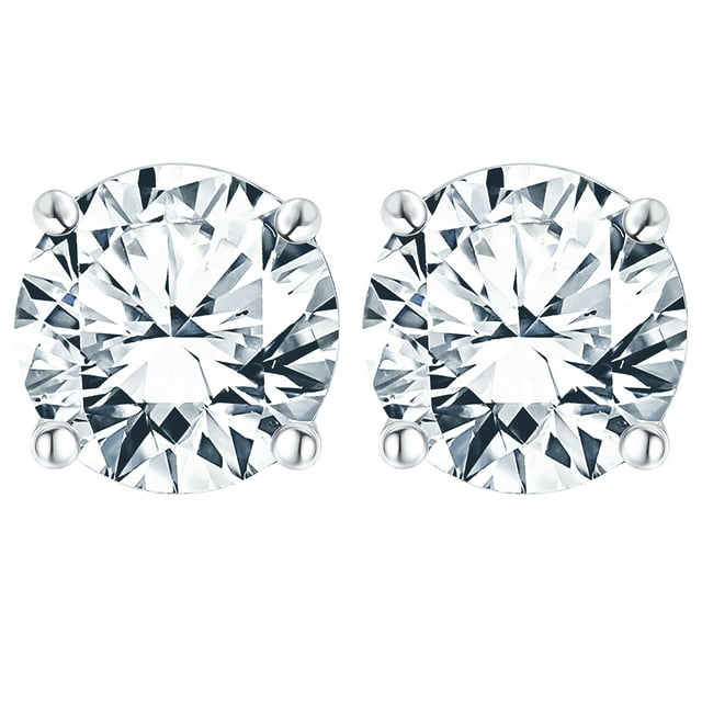 JeenMata 4 Prong 4 Carat Round Shaped Moissanite Solitaire Stud ...