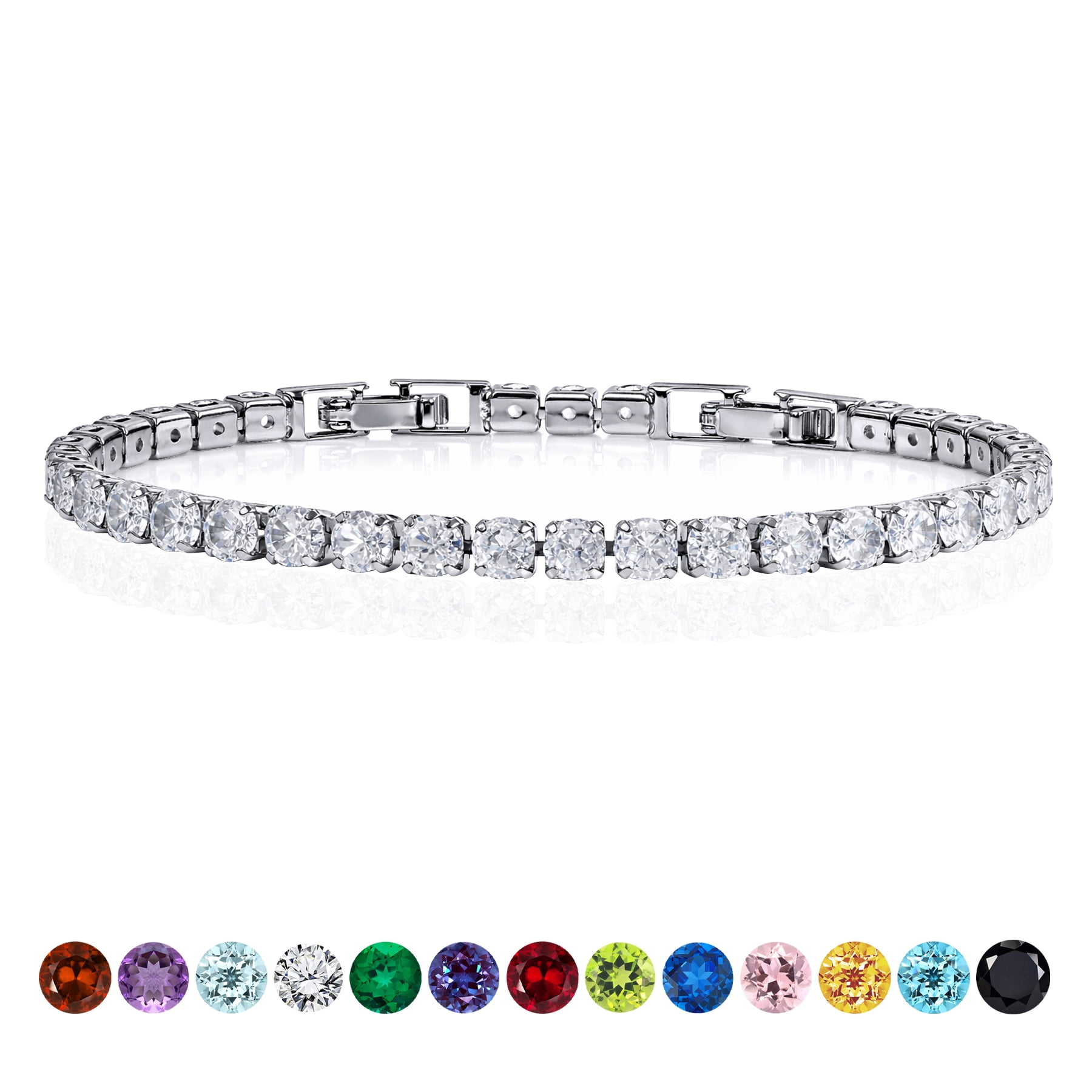 JeenMata 3 Carat Cubic Zirconia (CZ) Tennis Bracelet in 18K White Gold ...