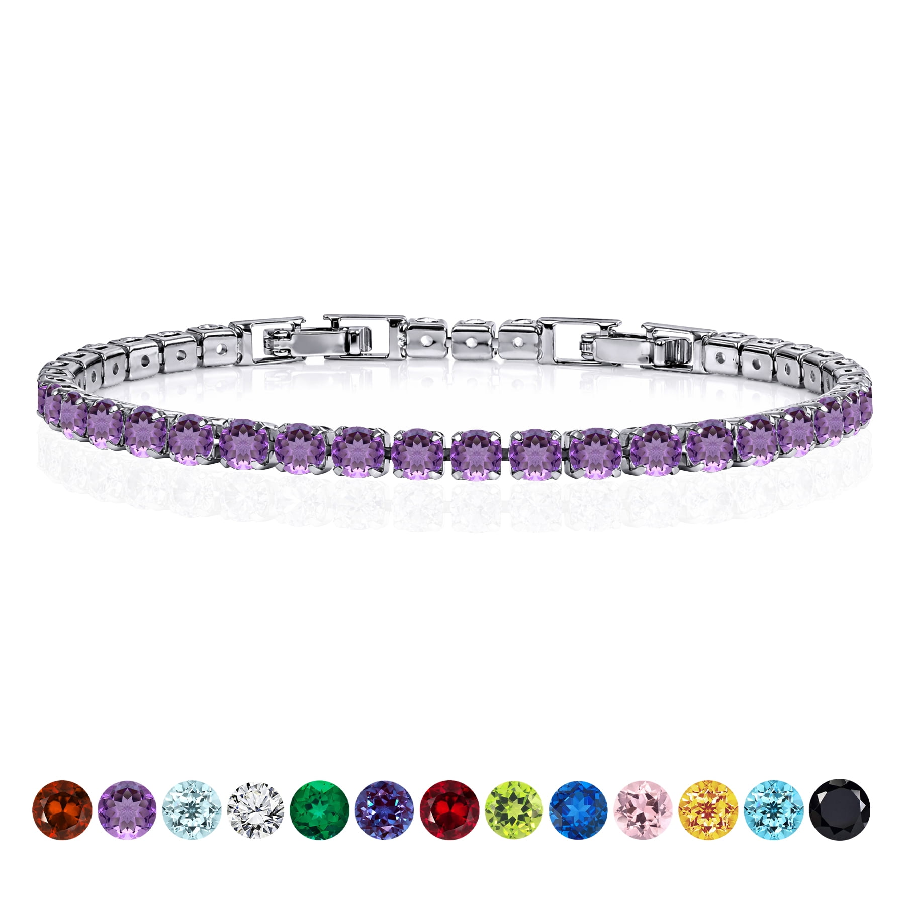 JeenMata 3 Carat Round Cut February - Amethyst - Birthstone Tennis ...