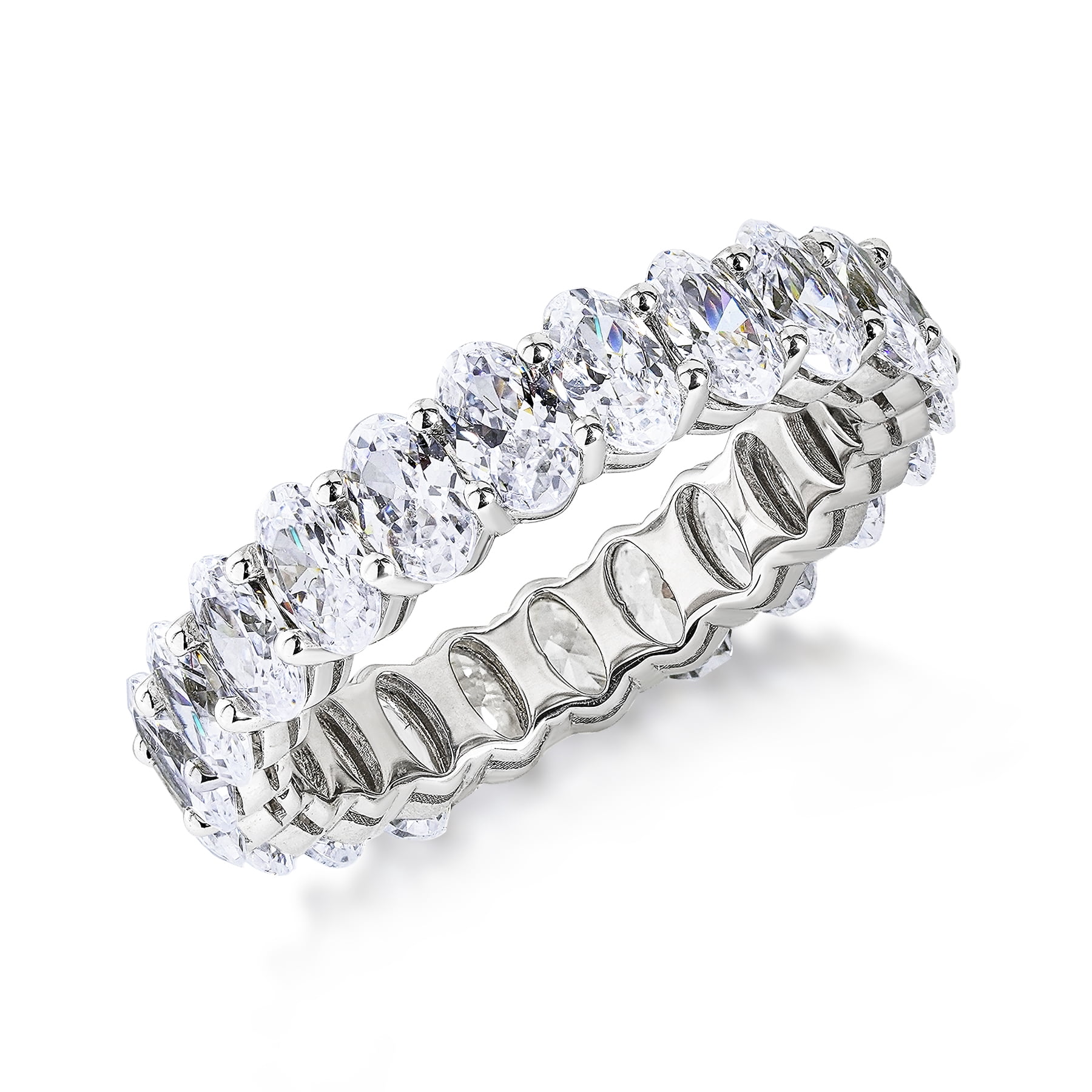 JeenMata 5 Carat Oval Cut Eternity Wedding Band - Classic Prong Style ...