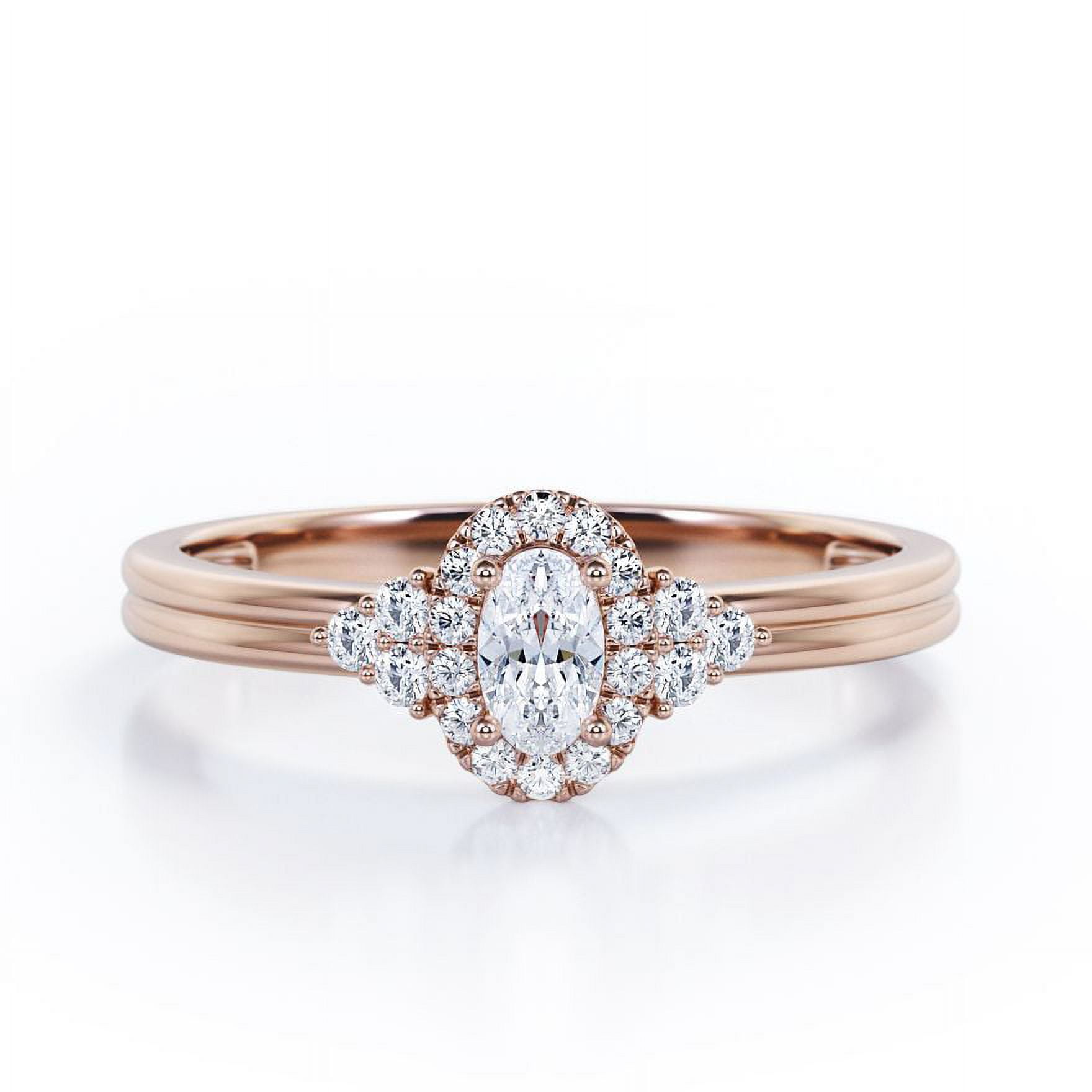 JeenMata 7-Stone Halo Cluster Oval Cut Diamond Double Band Engagement ...