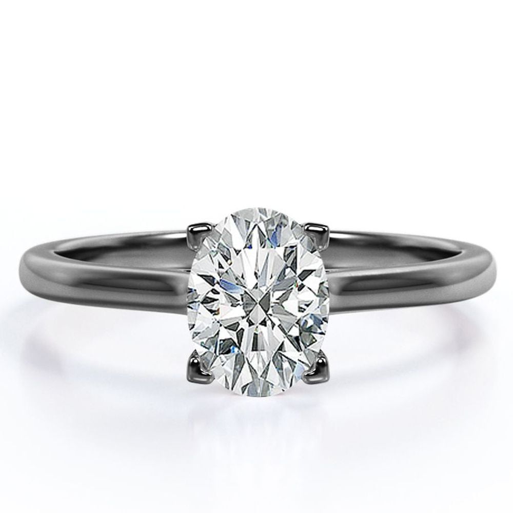JeenMata Appealing Prong 1 Carat Oval Cut Solitaire Promise Ring in 18K Black Gold Plating over ...