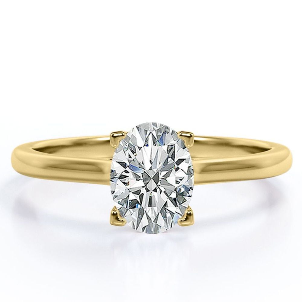 JeenMata Appealing Prong 1 Carat Oval Cut Solitaire Promise Ring in 18K ...