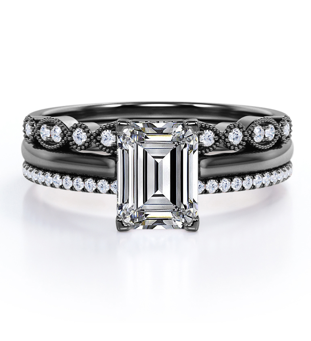 JeenMata Art Deco Filigree Milgrain - 2 Carat Emerald Cut - 4 Prong ...