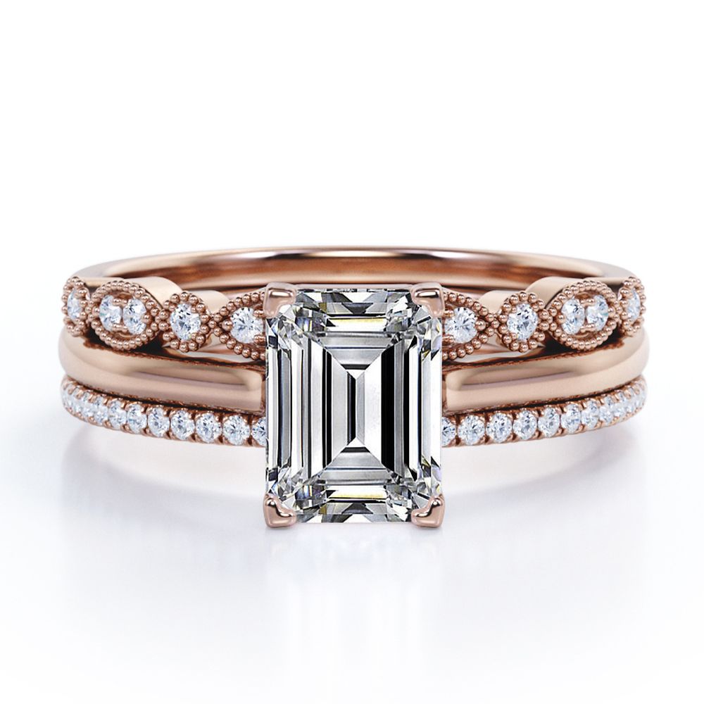 JeenMata Art Deco Filigree Milgrain - 2 Carat Emerald Cut - 4 Prong ...