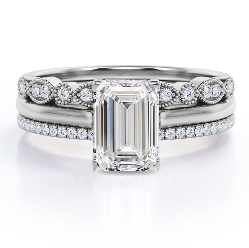 JeenMata Art Deco Filigree Milgrain - 2 Carat Emerald Cut - 4 Prong ...