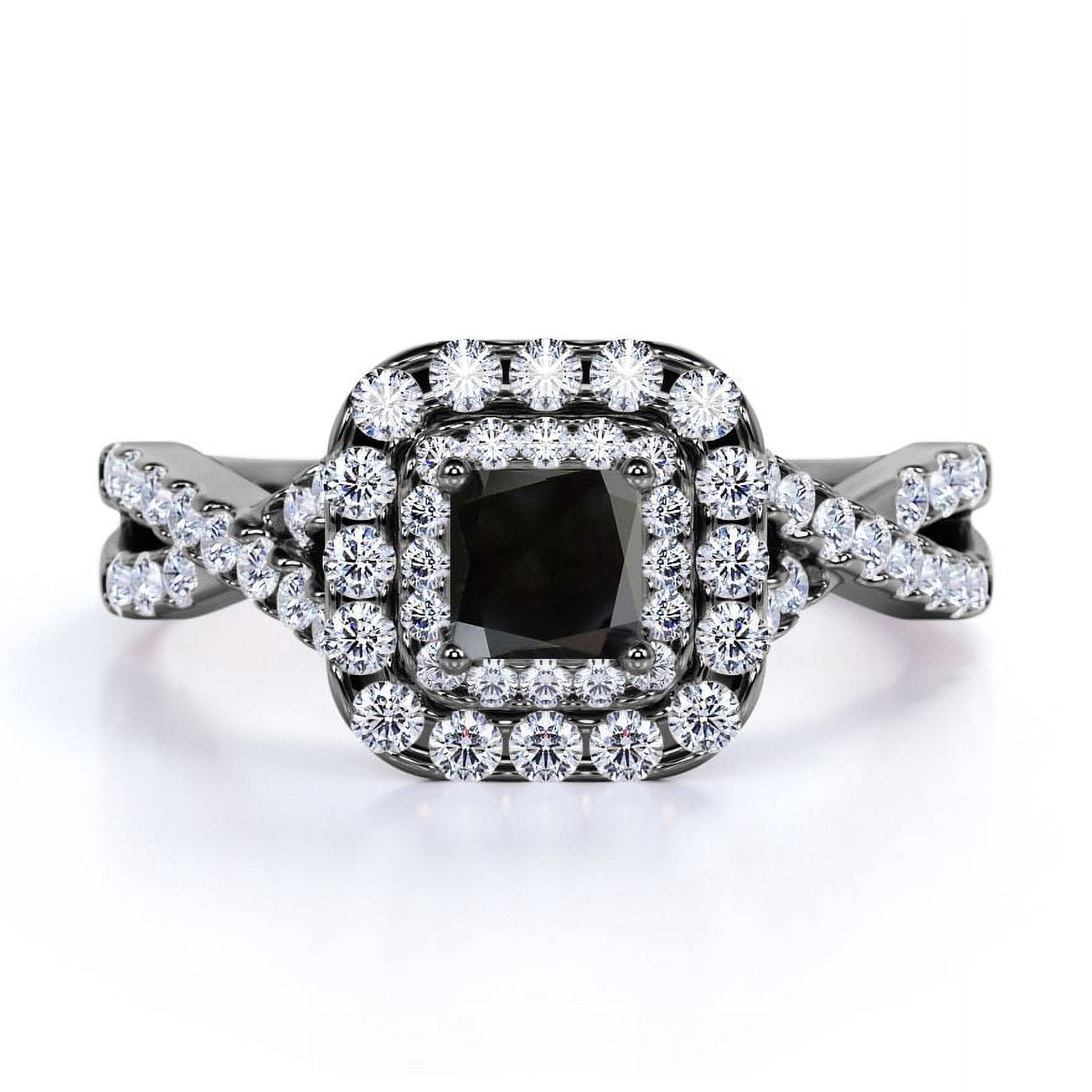 JeenMata Art-Deco Infinity Pave 1 TCW Princess Cut Lab Created Black ...