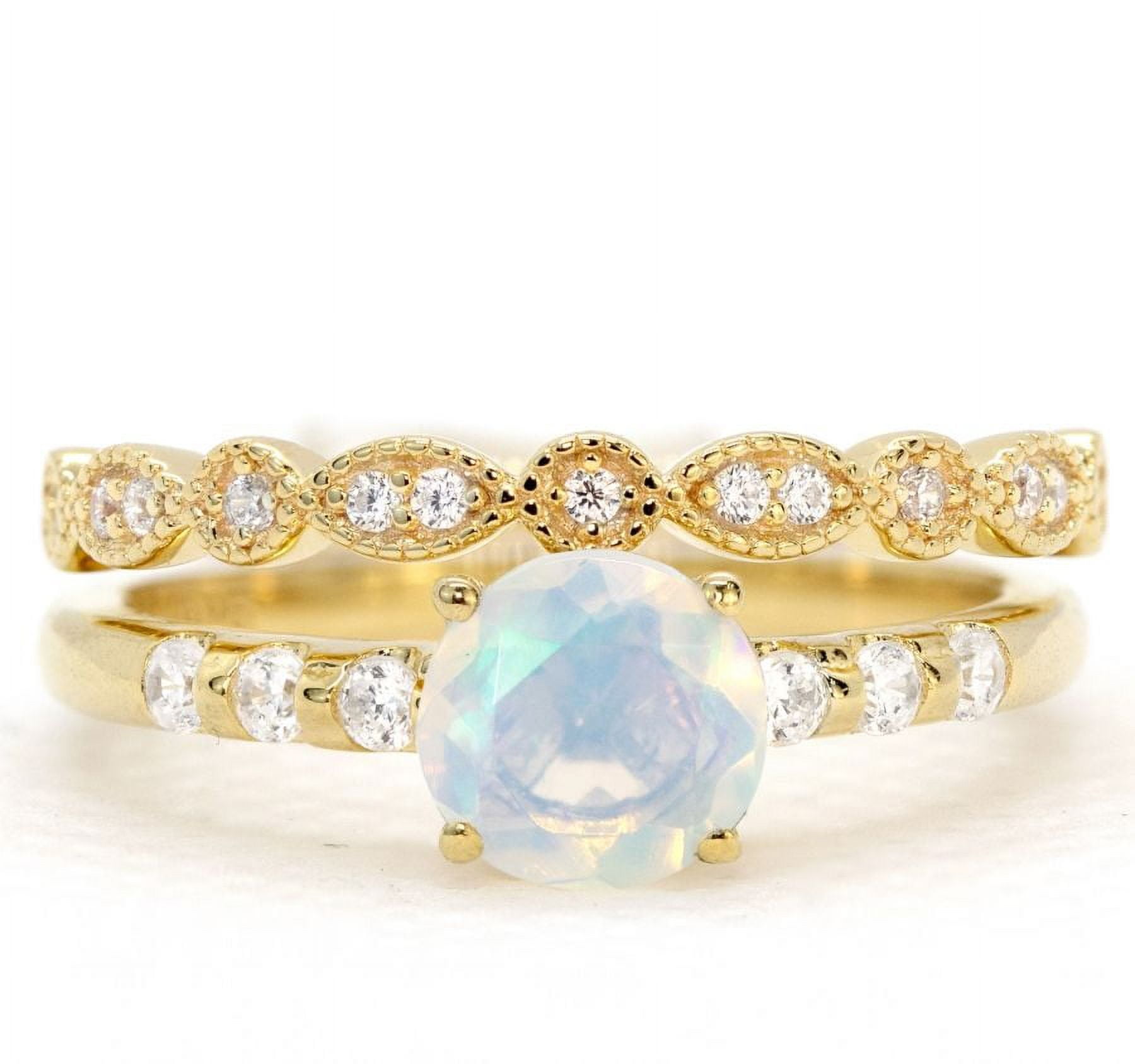 JeenMata Art Deco Milgrain Filigree - 1.5 Carat Round Cut Rainbow Opal ...