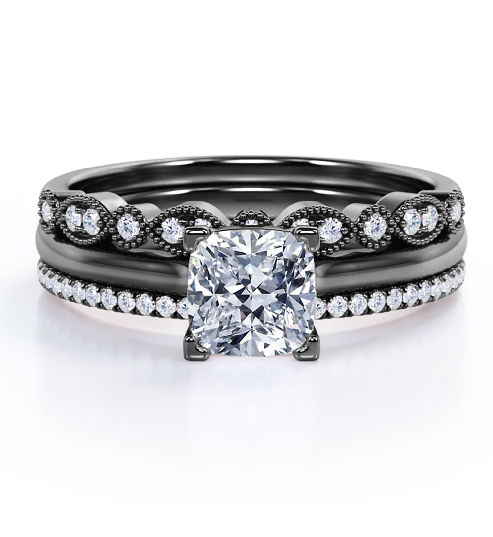 JeenMata Art Deco Milgrain Filigree - 2 Carat Cushion Cut - 4 Prong ...