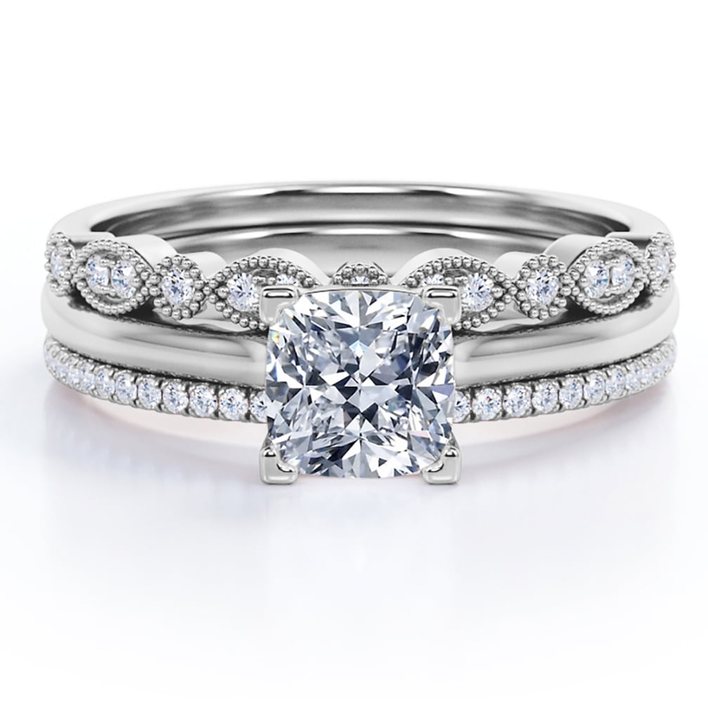 JeenMata Art Deco Milgrain Filigree - 2 Carat Cushion Cut - 4 Prong ...