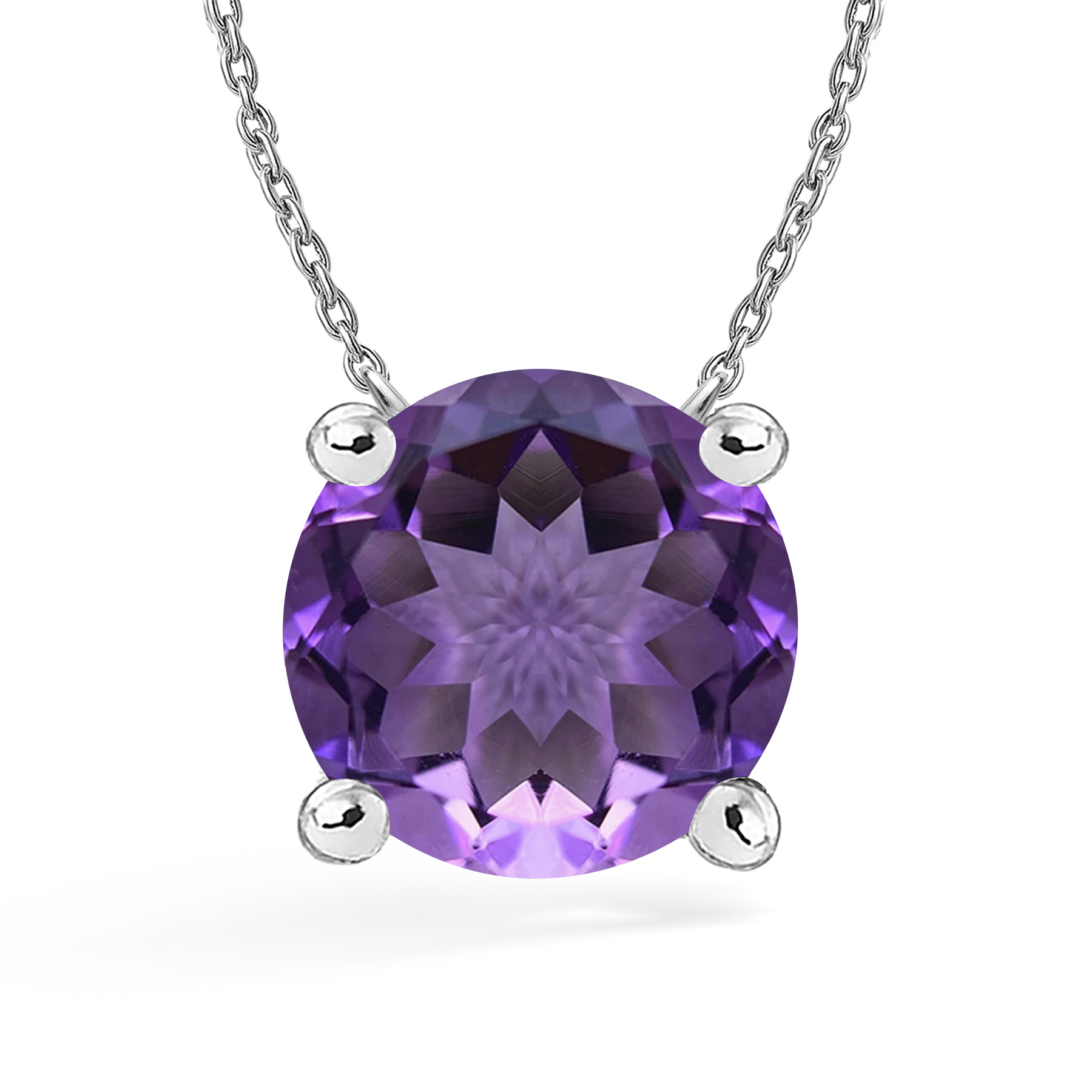 JeenMata Elegant Sparkling Pendant Necklace, 1 Carat Round Cut Amethyst ...