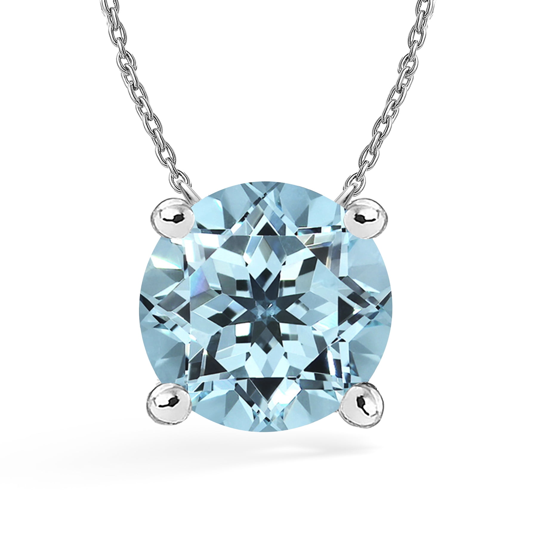 JeenMata 1 Carat Round Cut Blue Topaz Pendant Necklace, December ...