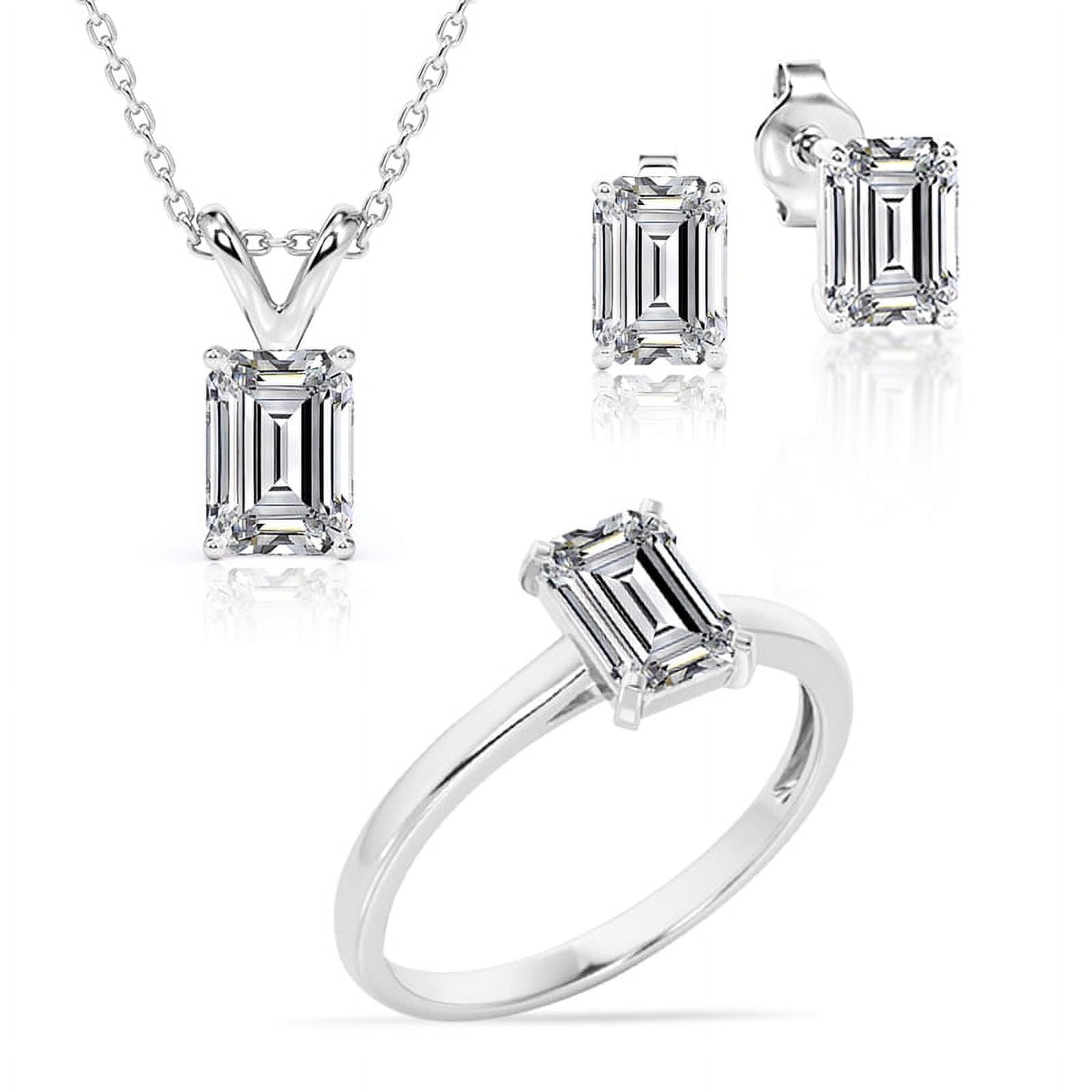 JeenMata Beautiful Gift Set of 3 Carat Moissanite with Ring, Earrings ...