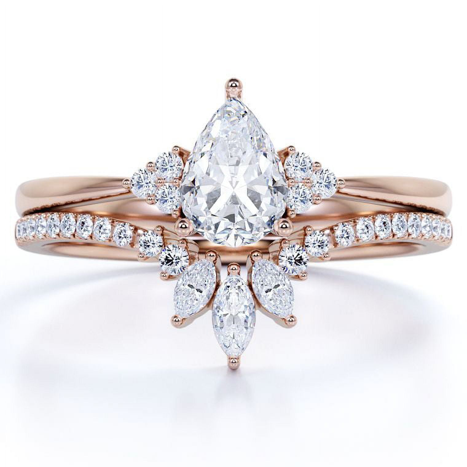 JeenMata Bohemian Cluster pear Shaped Real Diamond Unique Wedding Ring ...