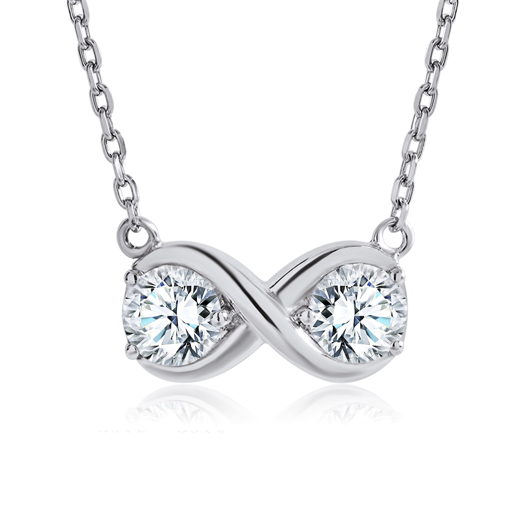 JeenMata Certified 0.75 Carat Round Cut Lab Grown Diamond Infinity Loop Solitaire Pendant ...