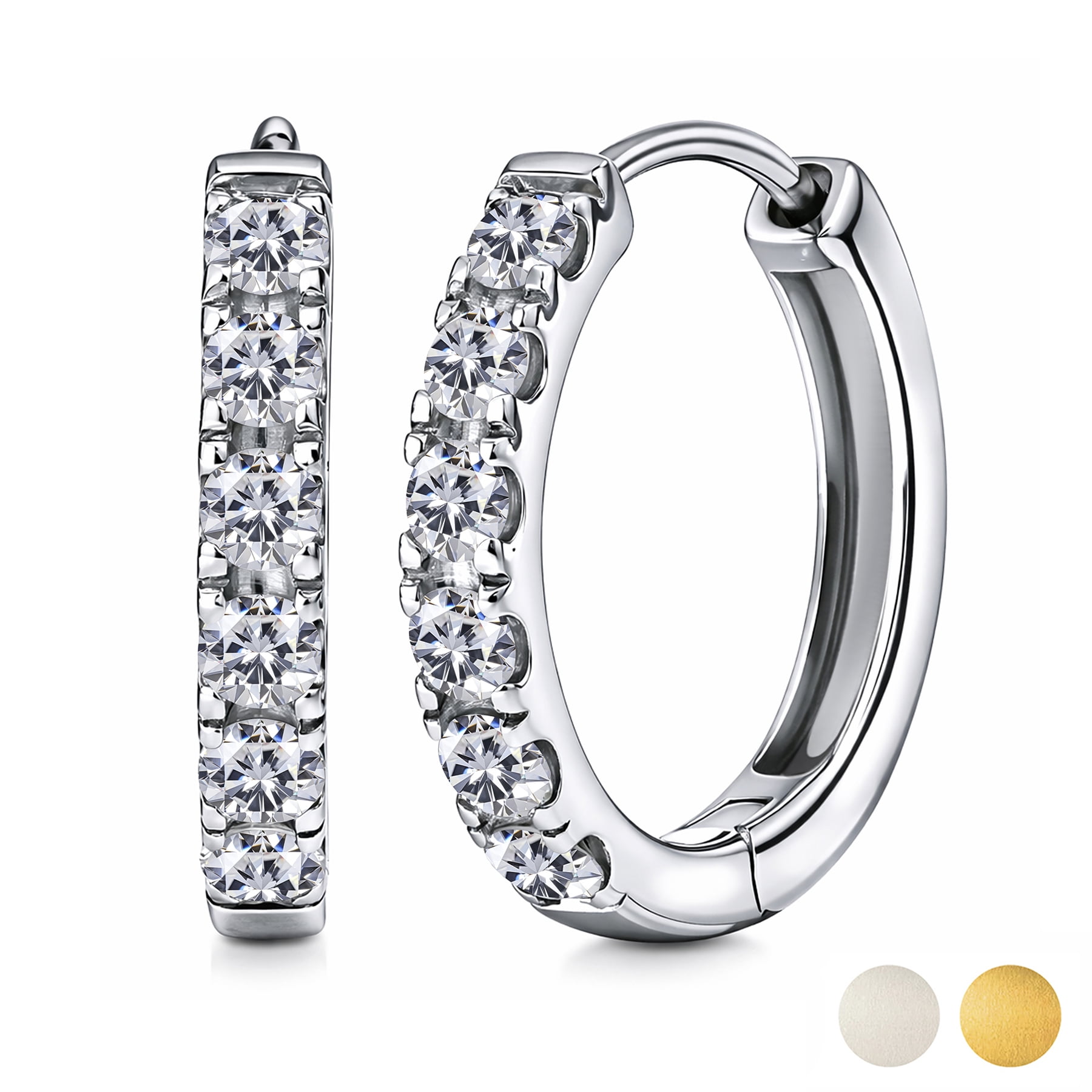 JeenMata Lab Grown Diamond Hoop Earrings - Round Cut Classic Hoop ...