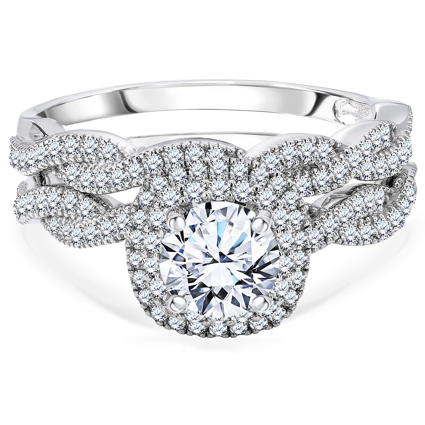 JeenMata Certified 1 Carat Lab Grown Diamond Twisted Wedding Ring Sets ...