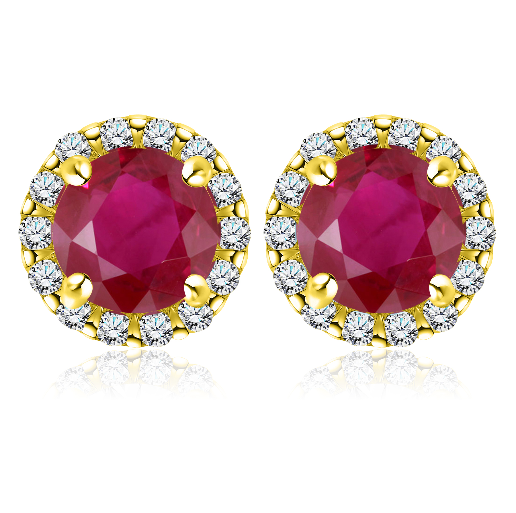 JeenMata 2 Carat Ruby Birthstone Earrings - Solitaire Shared-Prong ...