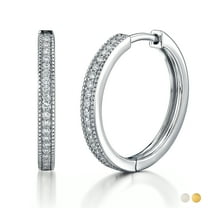 Hoop earrings in Rose w/clear CZ and cut-out heart details Earring ...