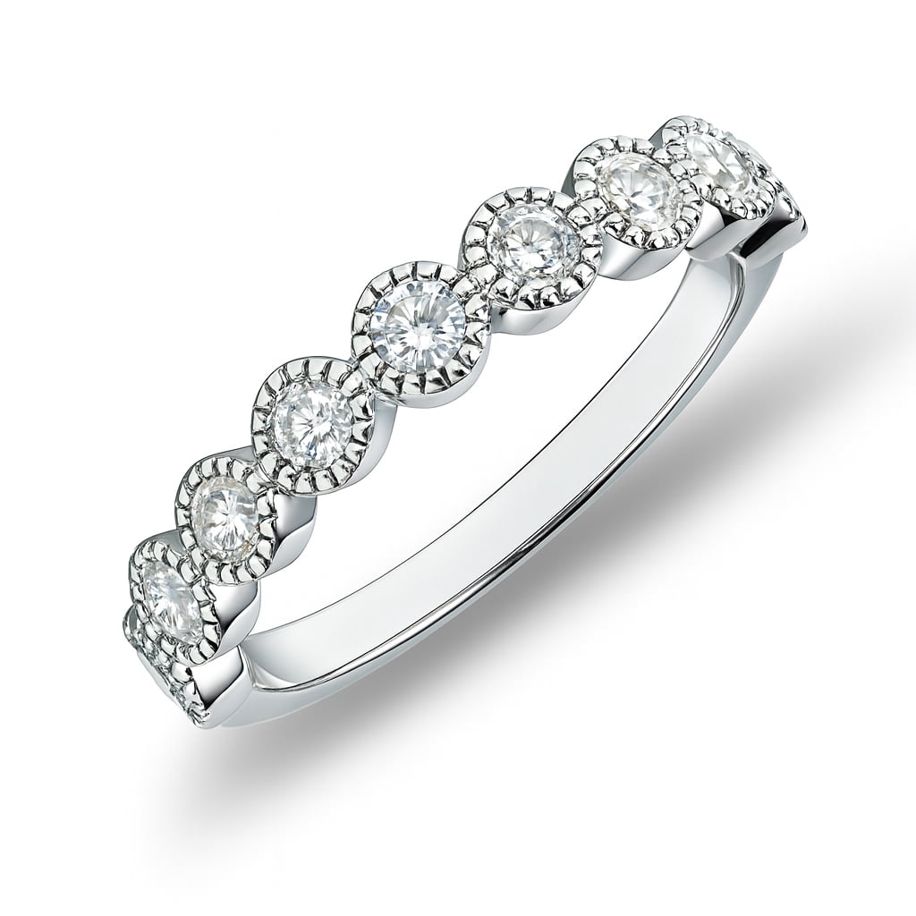 JeenMata Certified Lab Grown Diamond Round Bezel Set Wedding Band in ...