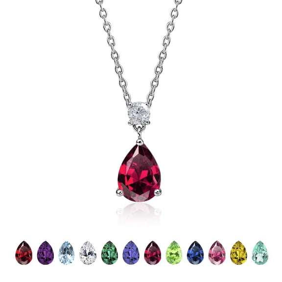 JeenMata 3 Carat April - Cubic Zirconia Birthstone Pear Cut Bezel Set ...