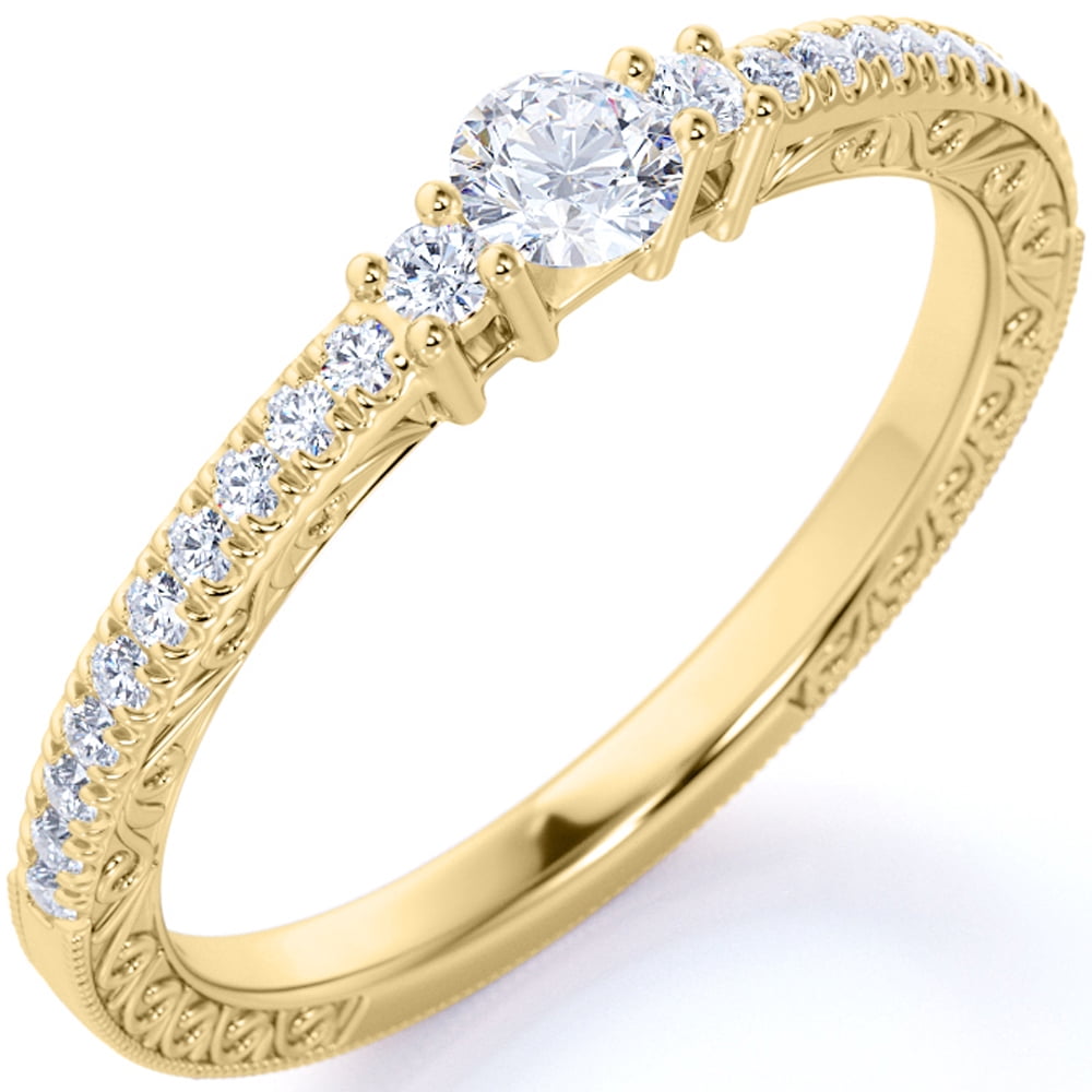 JeenMata Classic .83 ct - Real Round Moissanite - Vintage Inspired ...