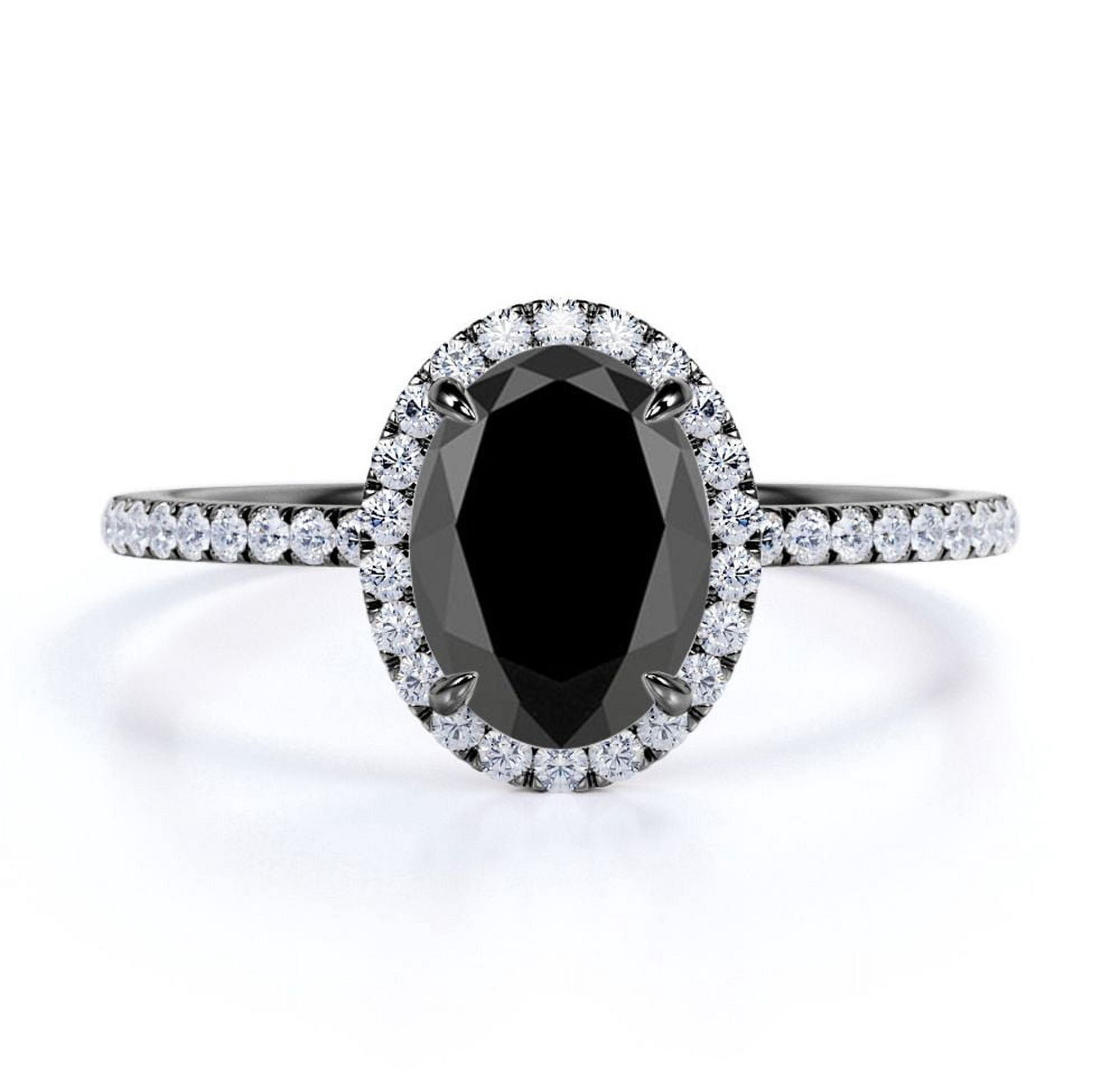 JeenMata Classic Pave Accented - 1.50 TCW Oval Cut Lab Created Black ...