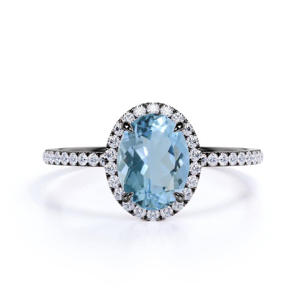 JeenMata Classic Pave Setting 1.50 TCW Oval Cut Lab Created Aquamarine ... JeenMata Classic Pave Setting 1.50 TCW Oval Cut Lab Created Aquamarine ...