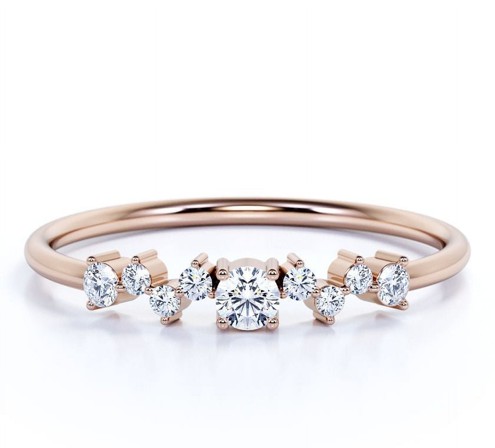 JeenMata Cluster Round Brilliant Real Diamond Stacking Ring in Solid ...