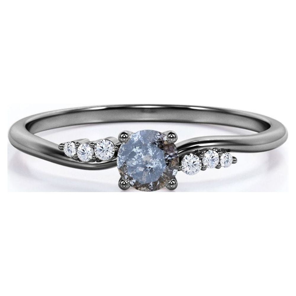 JeenMata Dainty Design - 0.6 Carat Round Cut Salt and Pepper Diamond ...