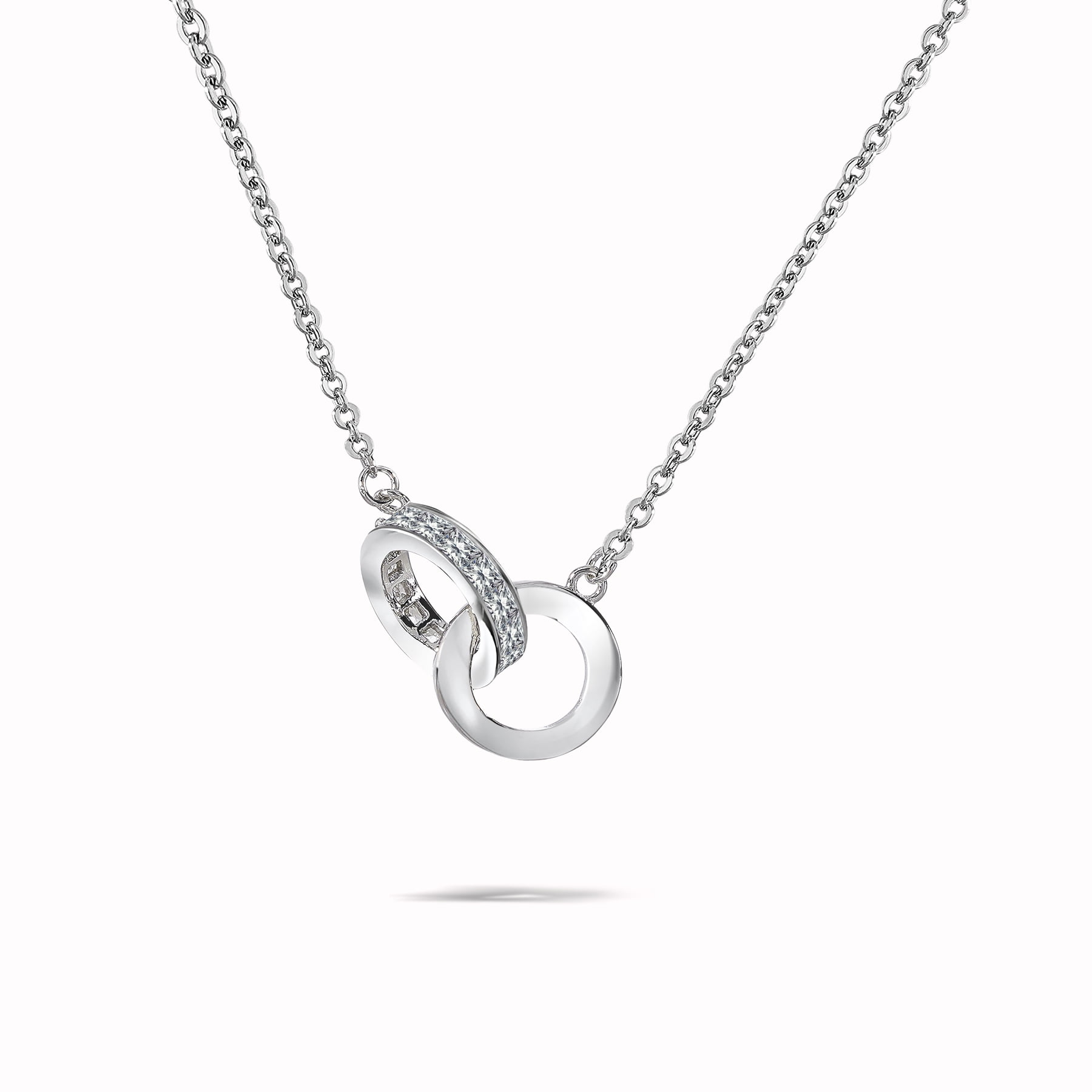 JeenMata Double Ring Interlocking Circle Linked Pendant JeenMata Double Ring Interlocking Circle Linked Pendant