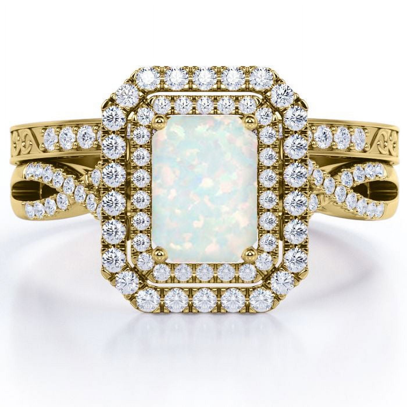 JeenMata Dual Halo Twisted Pave Set - 2 Carat Emerald Cut Genuine Fiery ...