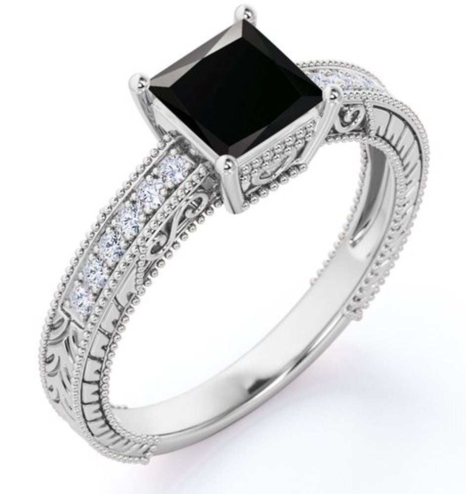 JeenMata Four Prong Cathedral - 1.75 Carat Princess Cut Lab Created ...