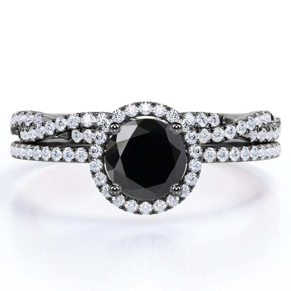 JeenMata Four-Prong Halo Setting 1.5 Carat Round Brilliant Cut Lab ...