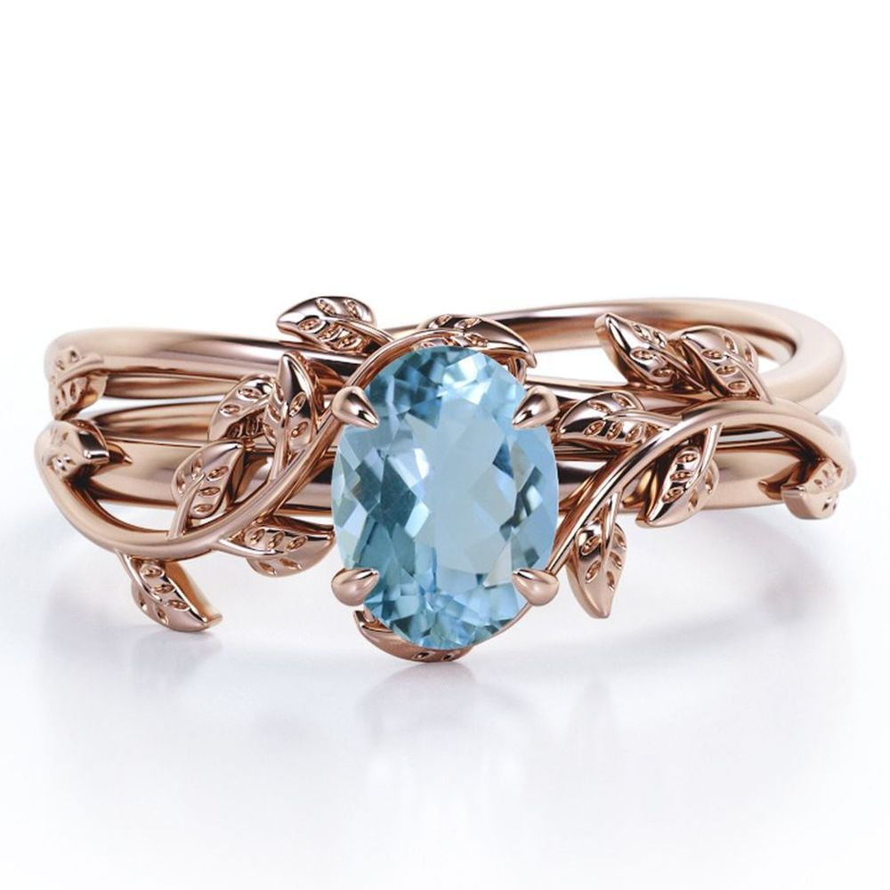 JeenMata Four Prong Set 1.3 Carat Oval Shaped Light Blue Created ...