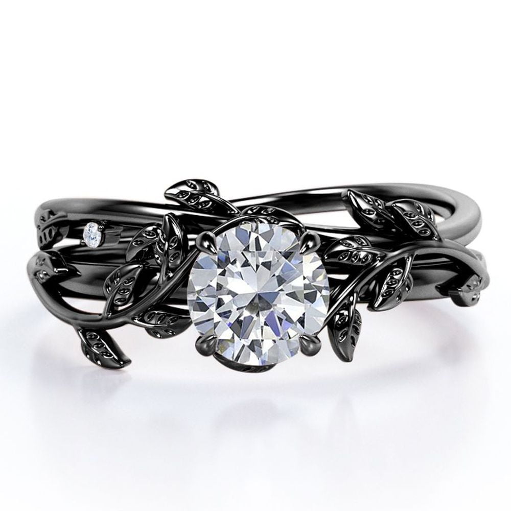 JeenMata Half Carat Round Real Diamond Bridal Set - Leaf and Vine ...