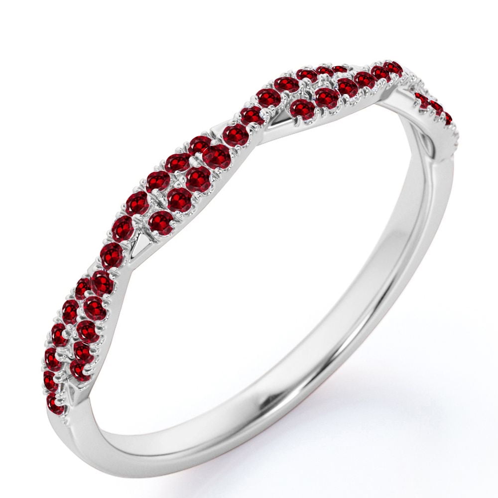 JeenMata Half-Eternity 0.25 Carat Round Shape January Birthstone Garnet ...