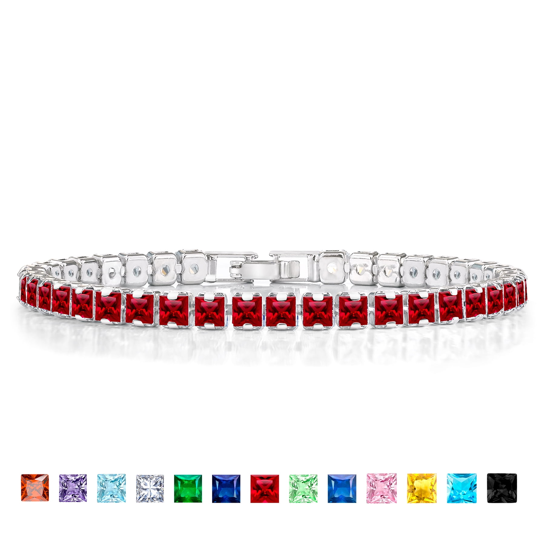 JeenMata 11 Carat July Ruby - Princess Cut Birthstone Tennis Bracelet ...