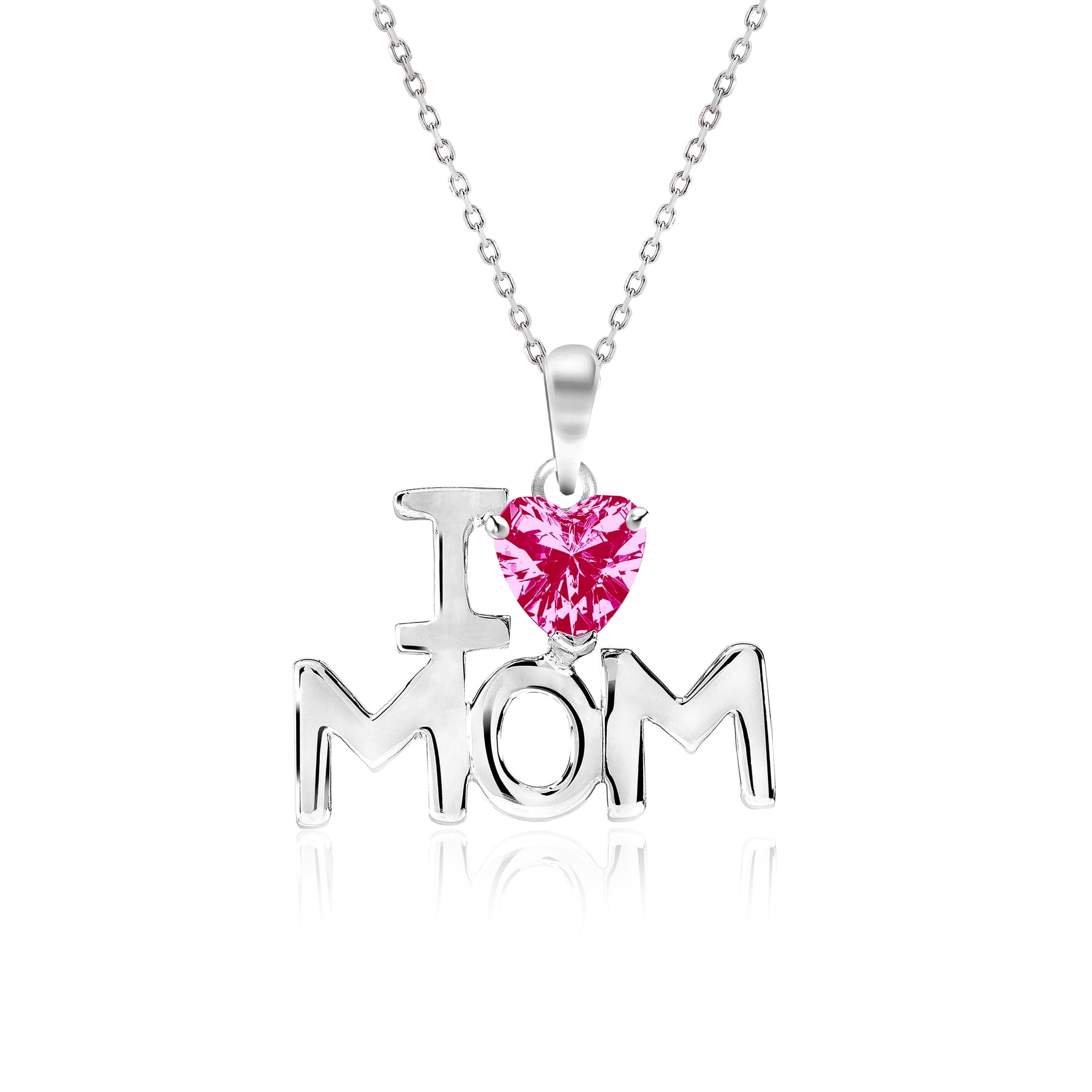 JeenMata I Love Mom Heart Shaped Strong Strong Red Stone Pendant ...