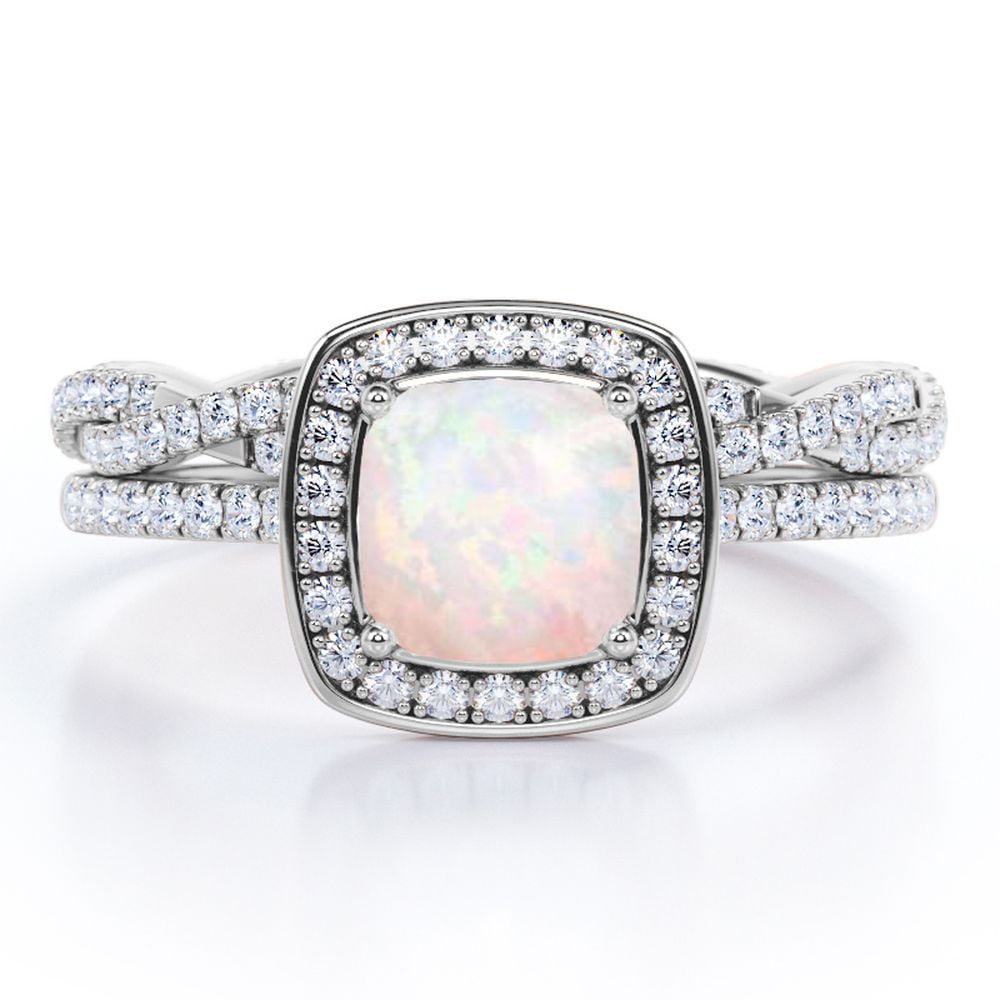 JeenMata Infinity Eternity Pave 1.75 carat Cushion Cut Andamooka Opal ...
