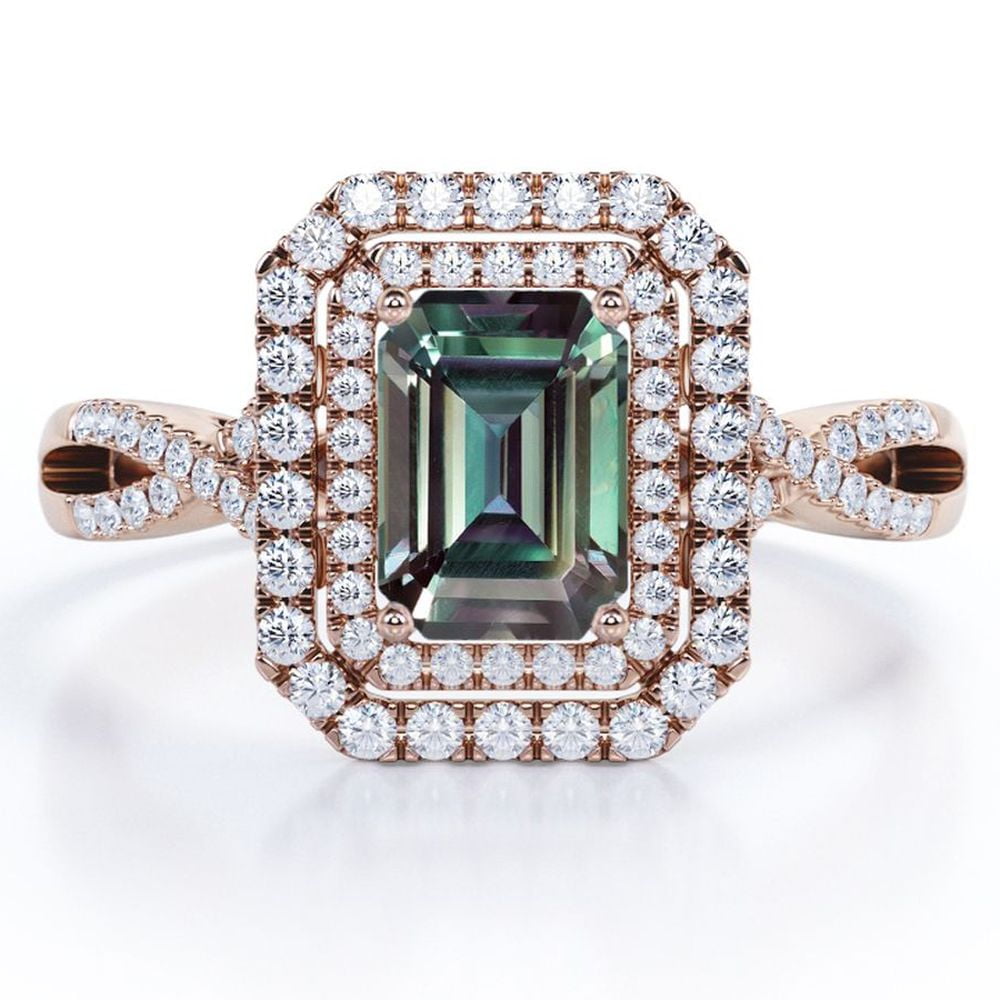 JeenMata Infinity Twisted Pave Shank - 1.75 Carat Emerald Cut Lab Grown ...