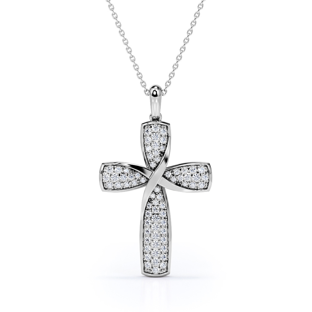 JeenMata Micro-Pave 0.2 TCW Round Shaped Diamond Twisted Crucifix ...
