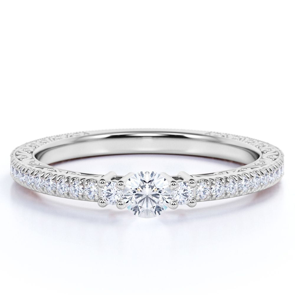 JeenMata Milgrain Decorative - 1.75 Carat Round Moissanite - Art Deco ...