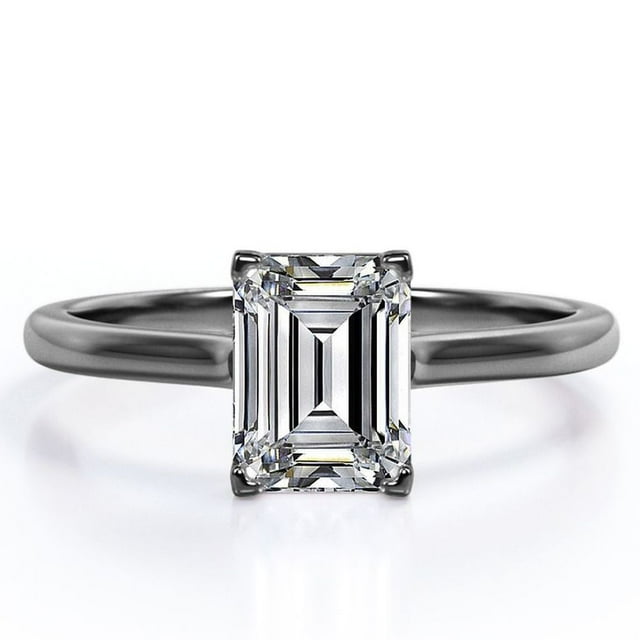 JeenMata Minimalist - 1 Carat Emerald Cut - Solitaire Prong Set Right ...