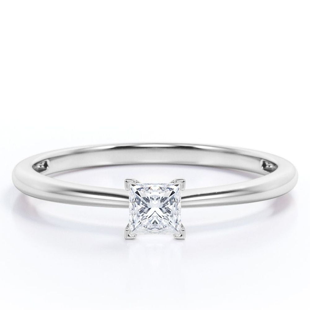JeenMata Minimalist Solitaire - 0.25 TCW Princess Cut Diamond - Four ...